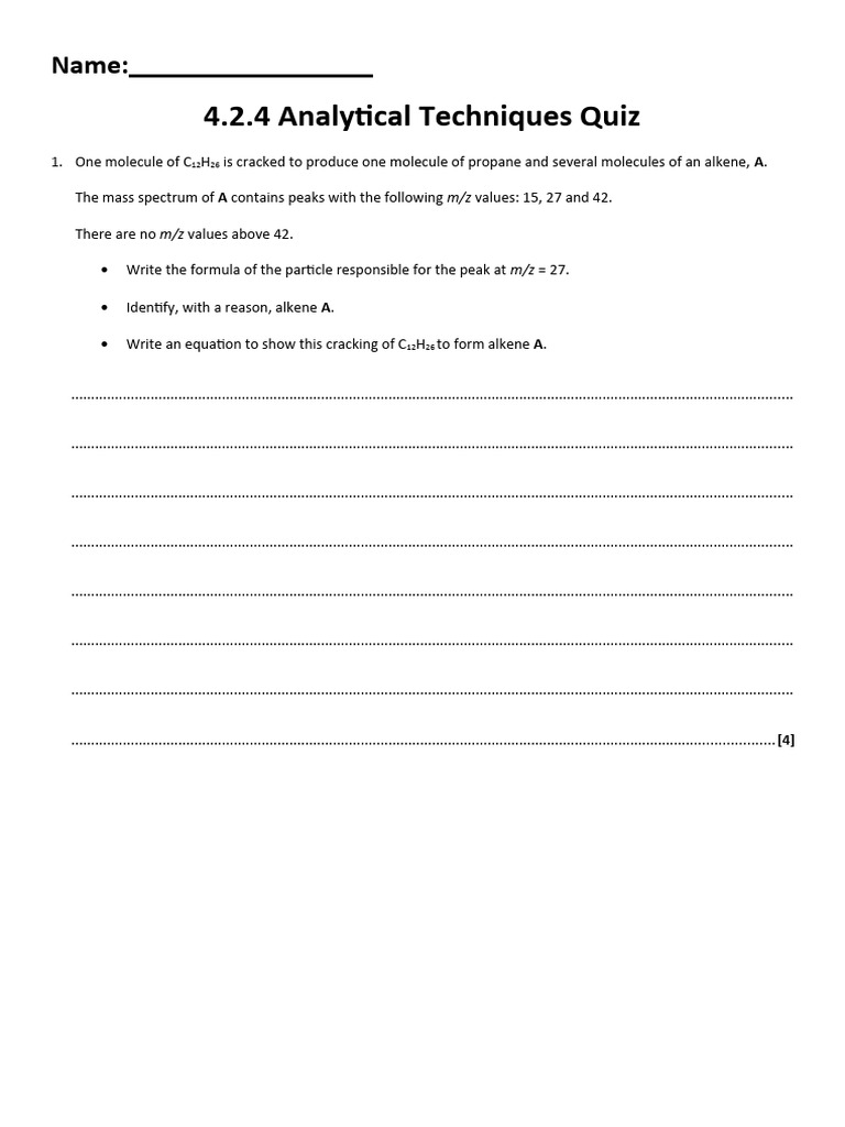 4.2.4 End of Topic Quiz | PDF | Chemical Reactions | Molecules