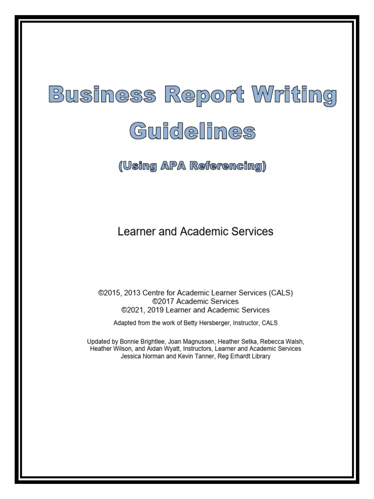 Business Report Writing Guidelines APA 2021 | PDF | Ellipsis | Apa Style