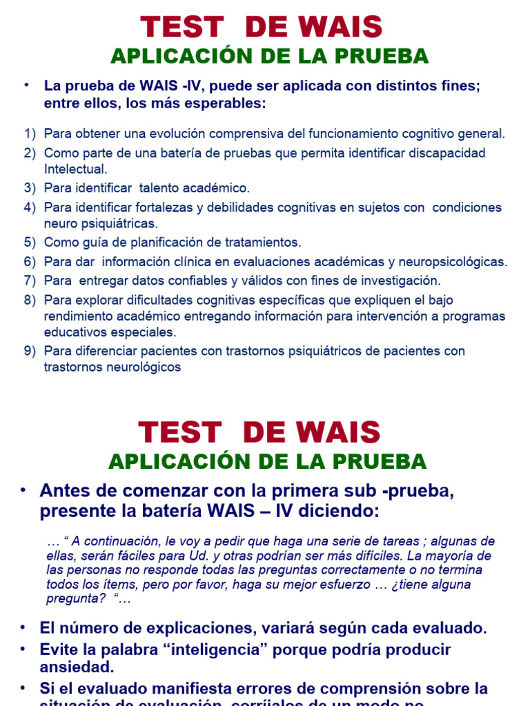 Guía Completa de Aplicación WAIS-IV | PDF | Neurología | Ciencia cognitiva