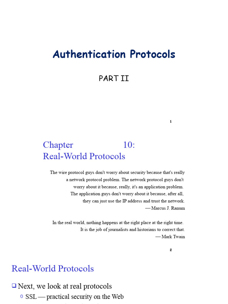 Lecture5 Authentication Protocols Part II | PDF | Transport Layer Security | Internet Protocols