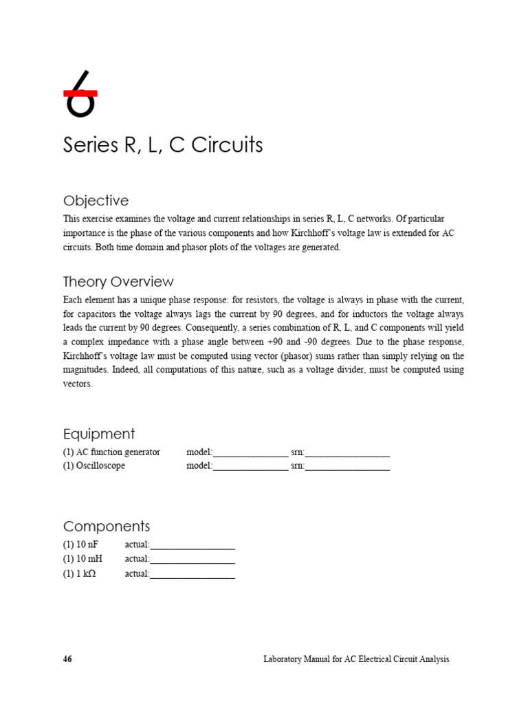 Lab - 4 - Series RLC Circuit | PDF | Electrical Network | Electrical Impedance