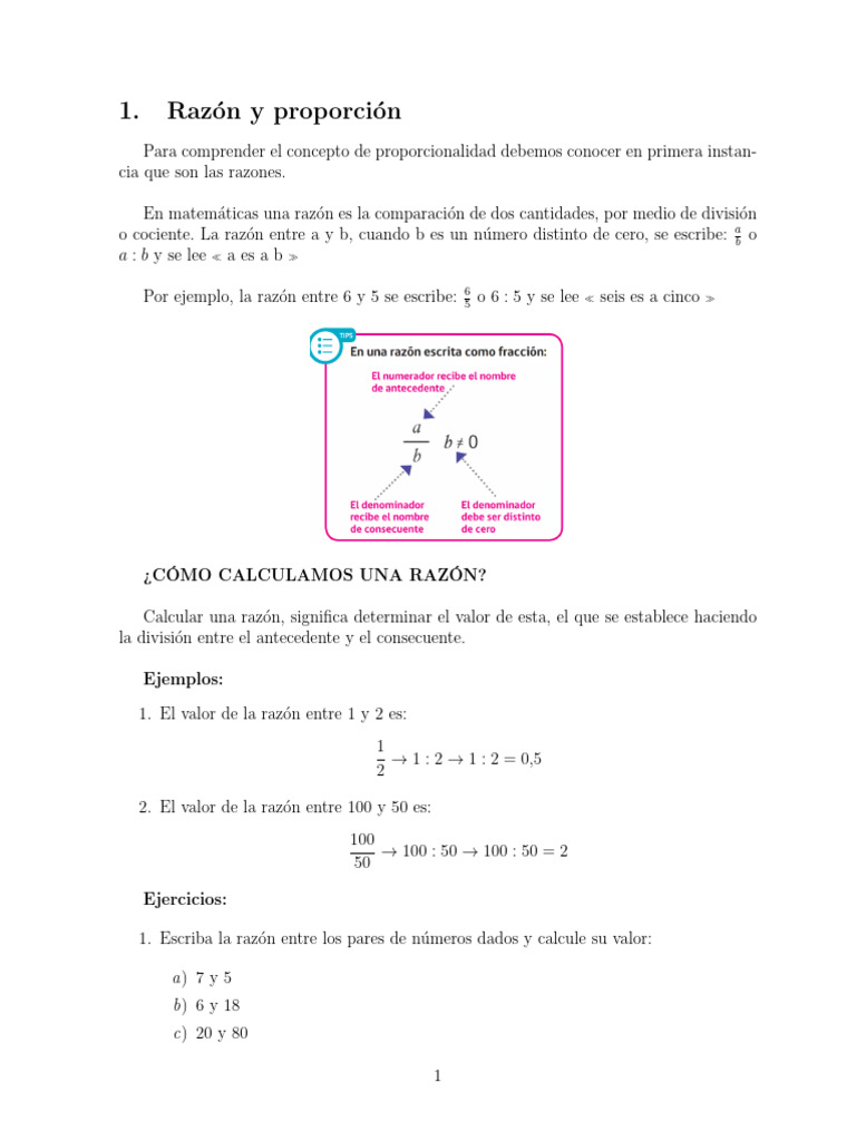 Razon y Proporcion-1 | Descargar gratis PDF | Matemáticas