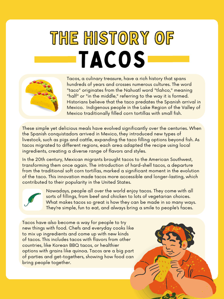 Tacos Reading Comprehension Worksheet For Middle School in A Yellow Red ...