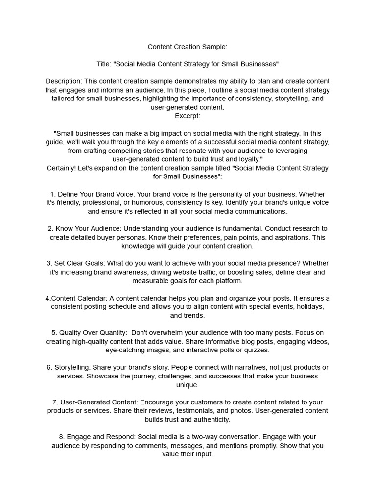 Content Creation Sample | PDF | Social Media | Popular Culture & Media ...