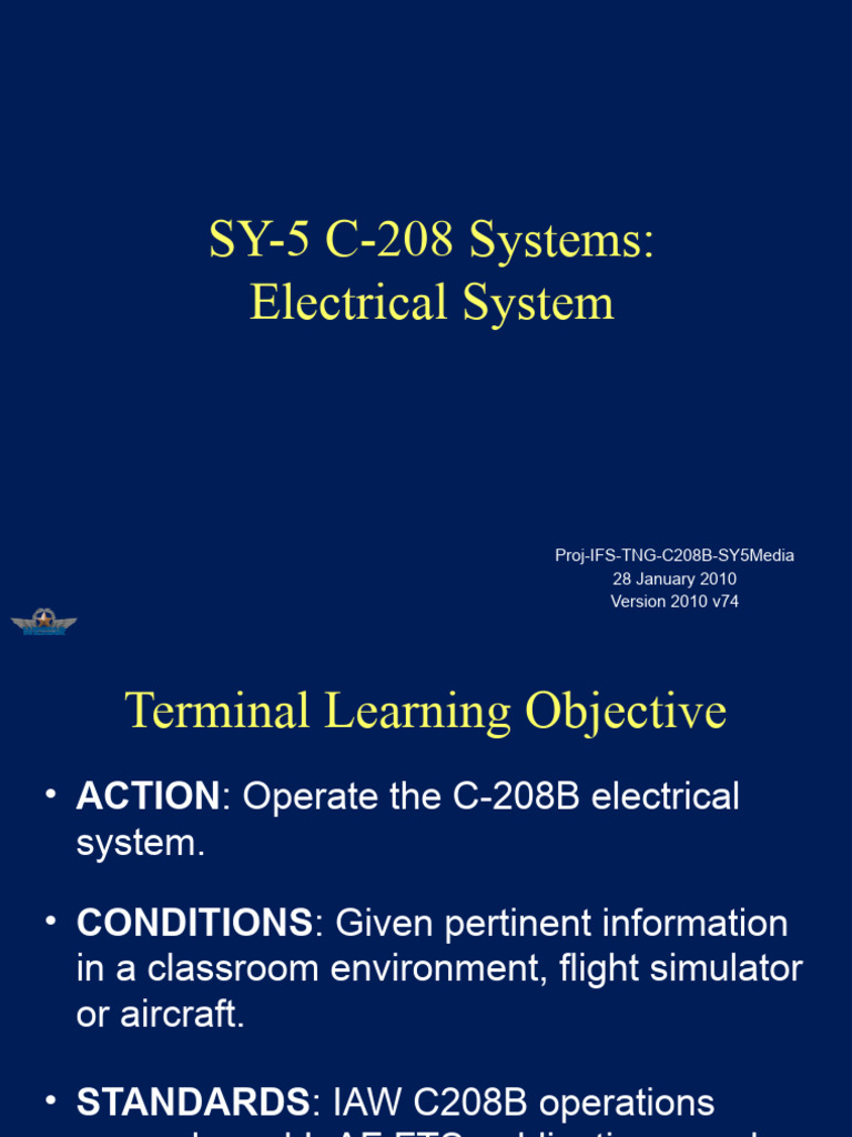 C-208B Electrical System Guide | PDF | Electric Generator | Electric ...