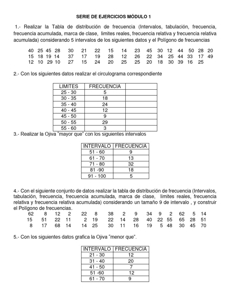 SERIE DE EJERCICIOS MODULO 1 CULM | PDF
