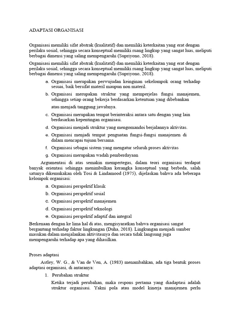 Adaptasi Organisasi | PDF | Karier & Perkembangan | Sains & Matematika