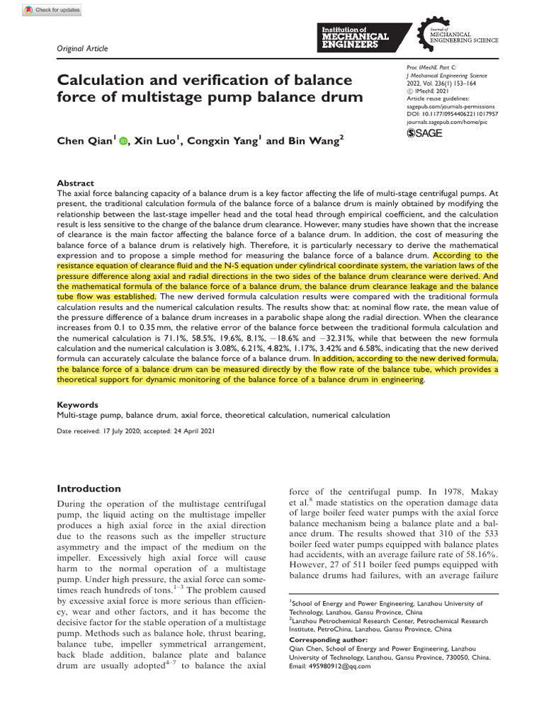 Balancing Drum Calculations | PDF | Pump | Flow Measurement