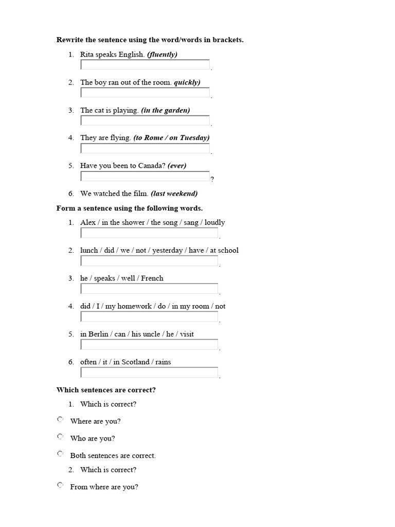 Rewrite The Sentence Using The Word | PDF | Language Arts & Discipline