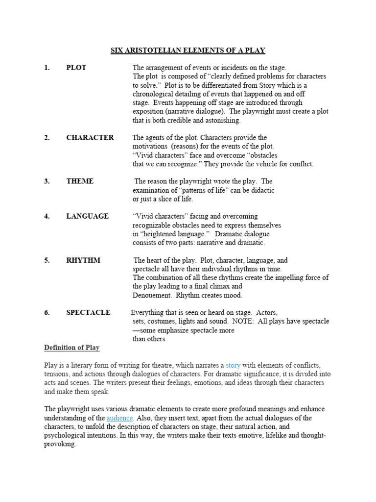 Elements of A Play | PDF | Narration | Plot (Narrative)