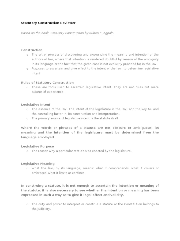 Statutory Construction | PDF | Statutory Interpretation | Precedent