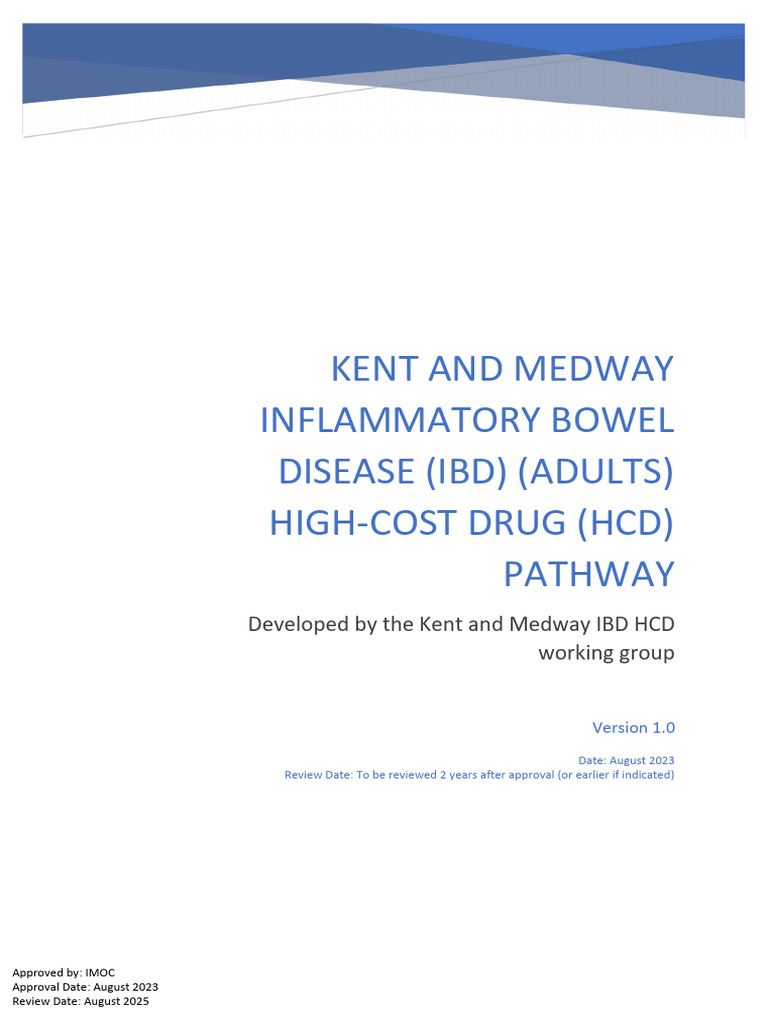 Kent and Medway Inflammatory Bowel Disease Ibd Adults High Cost Drug Hcd Pathway | PDF ...