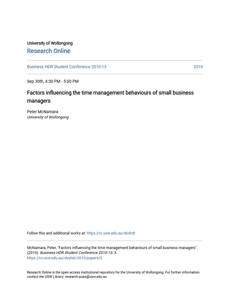 Time Management in Small Businesses | PDF | Qualitative Research | Behavior