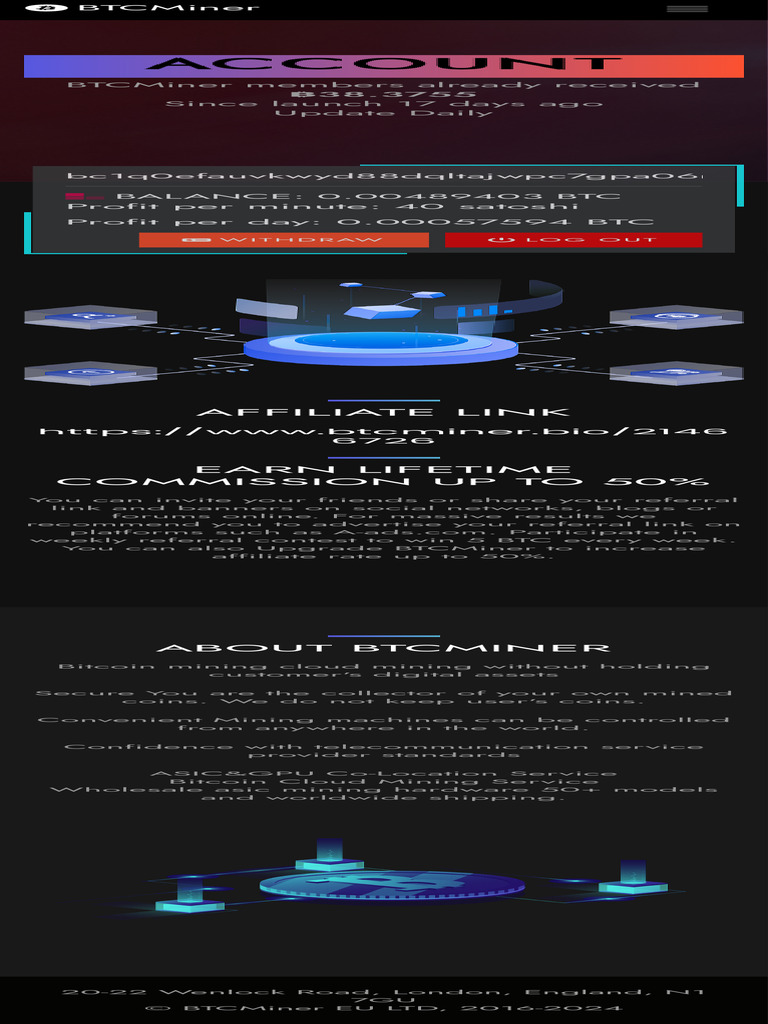 Account - BTCMiner - Bitcoin miner with fully automatic process | PDF