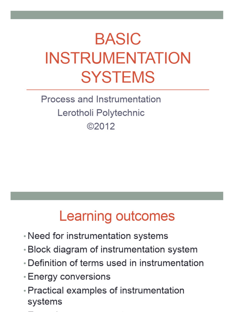 Lesson # 1 - Basic Instrumentation Systems | PDF | Amplifier ...