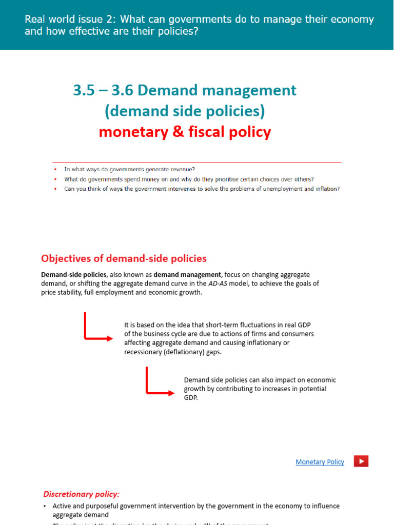 3.5 Demand Side Policies, Monetary and Fiscal Policy | PDF | Inflation ...