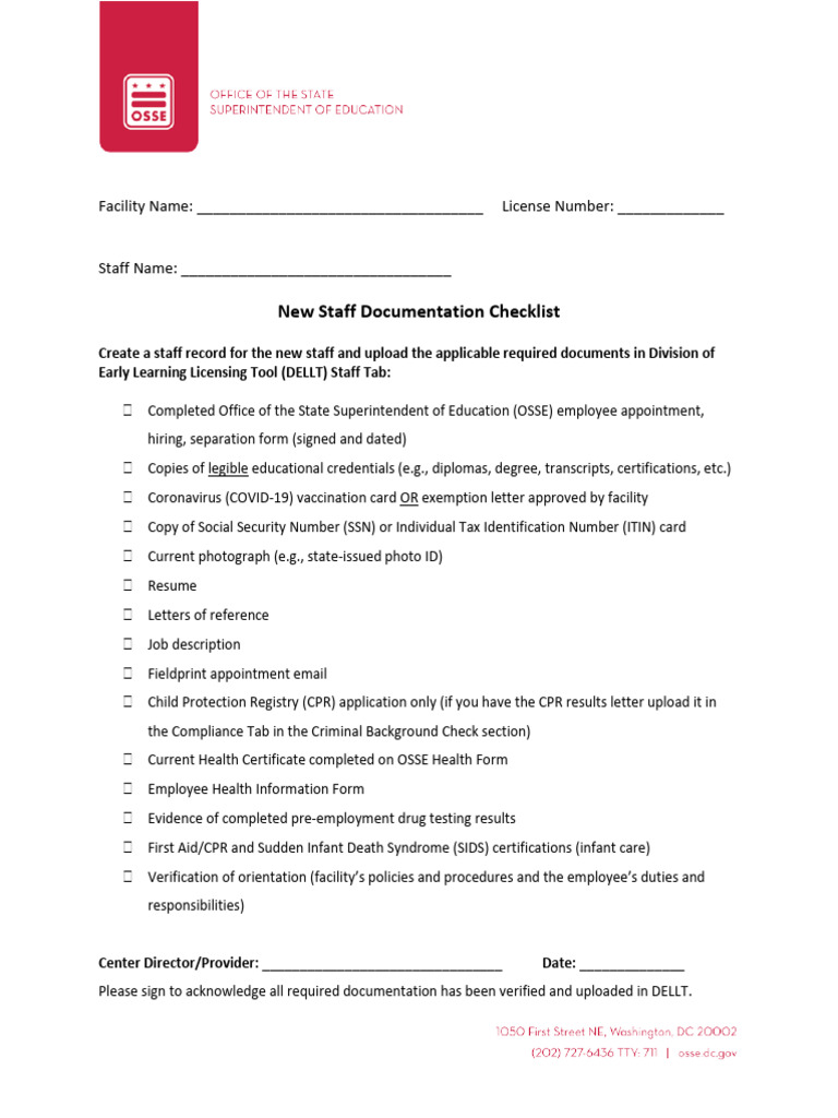 Staff Qualification Checklist 09-2023 UPDATED | PDF
