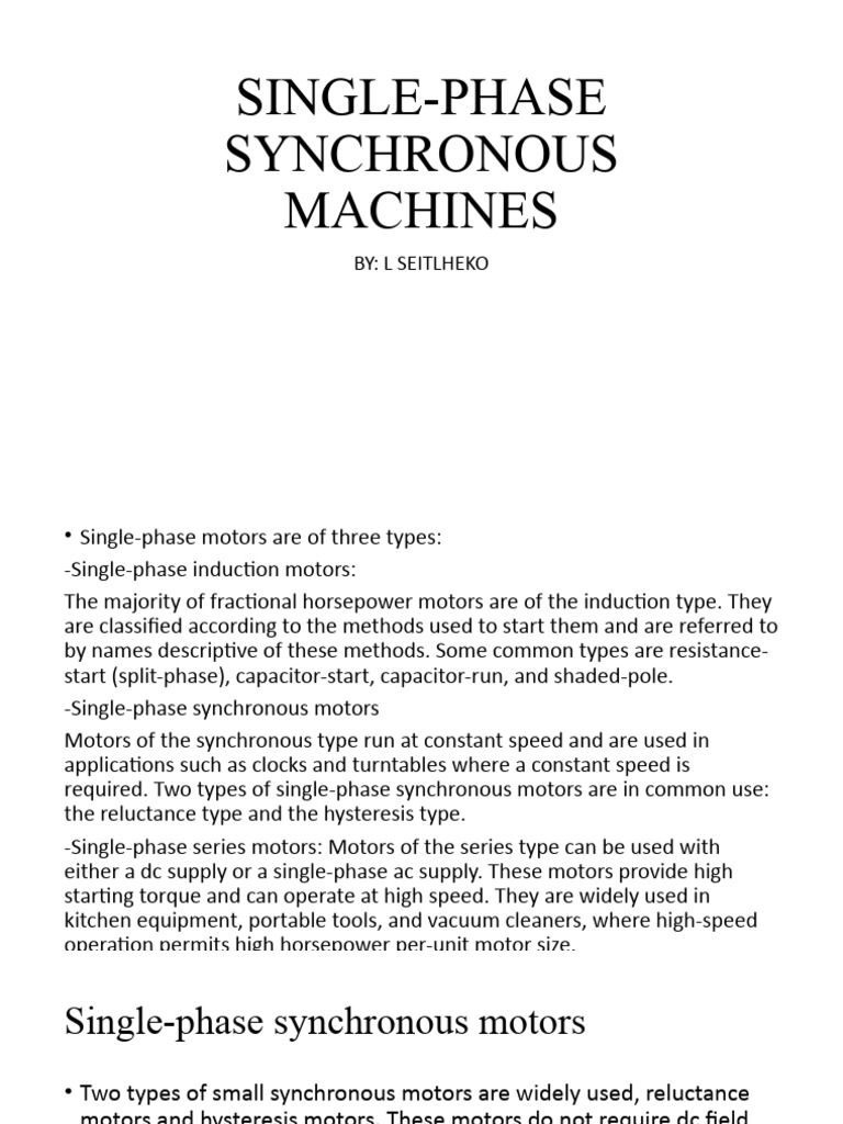 SINGLE-PHASE SYNCHRONOUS MACHINES | PDF | Electric Motor | Rotating Machines