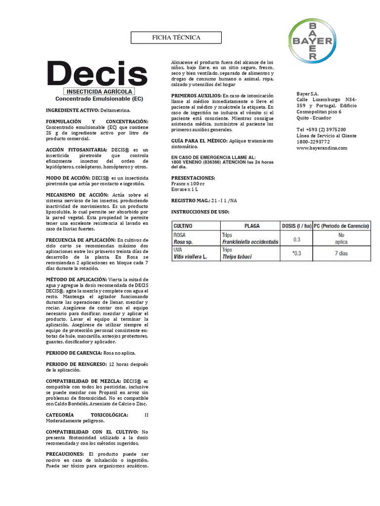 Decis Ficha Tecnica | PDF | Salud y bienestar