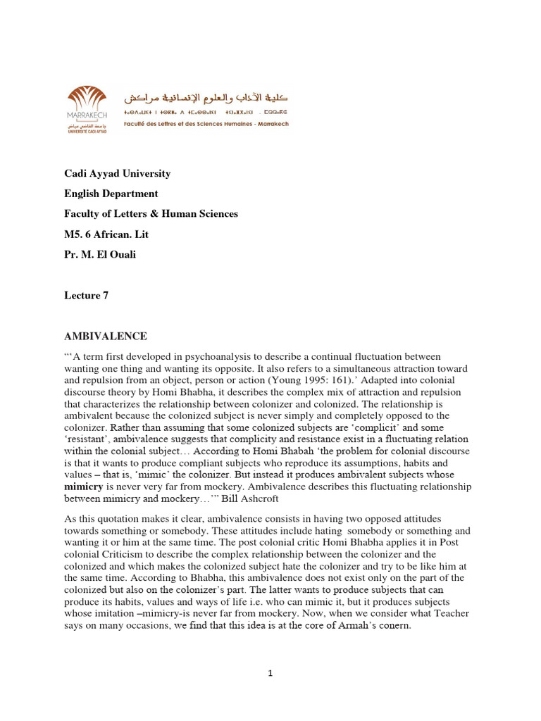 African Lit. Lecture 7 | PDF