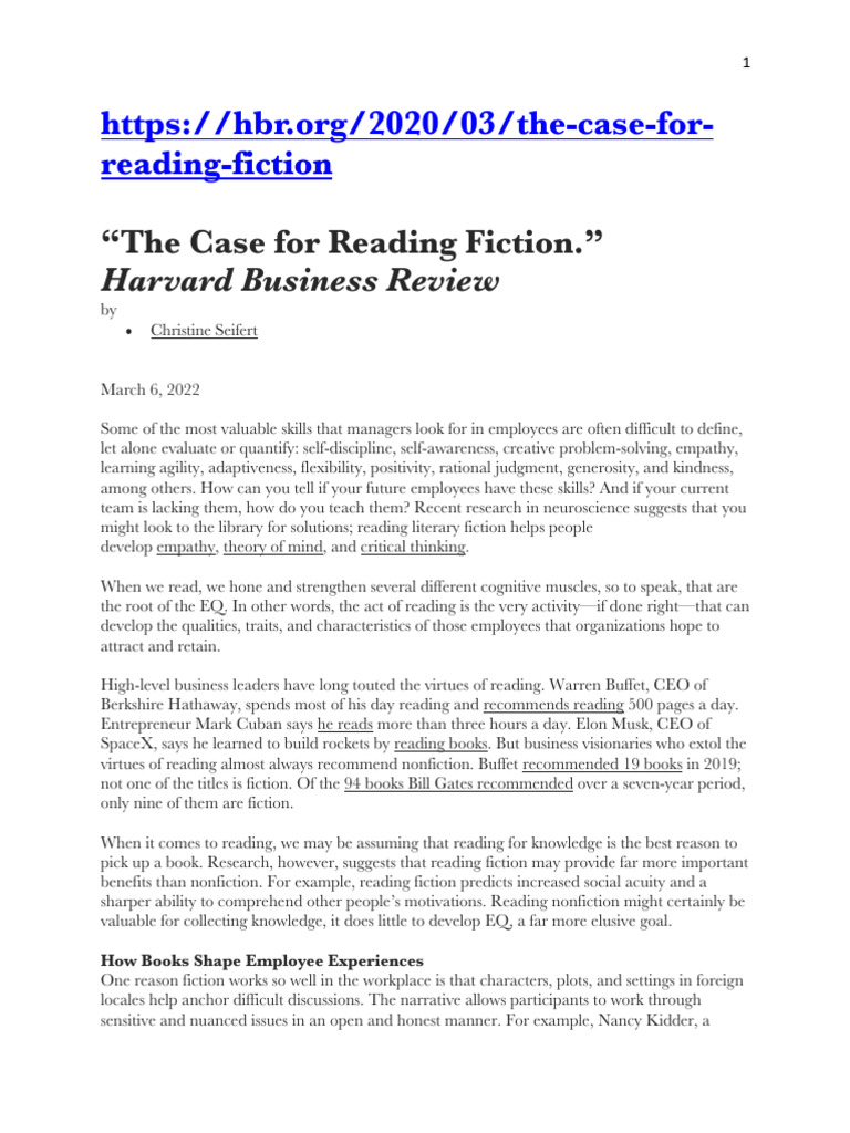 Seifert Case For Fiction | PDF | Thought | Critical Thinking