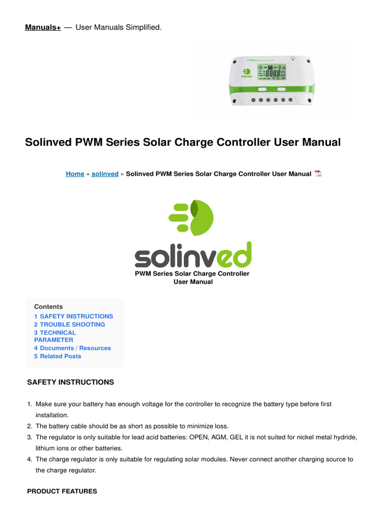 PWM Series Solar Charge Controller Manual | PDF | Solar Panel ...