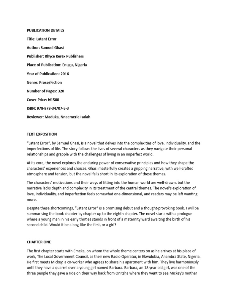 Latent Error Book Review | PDF