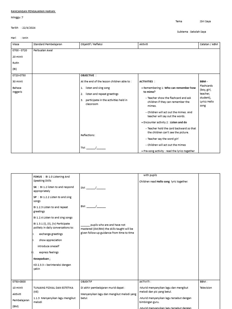RPH Kawan Saya M7 | PDF