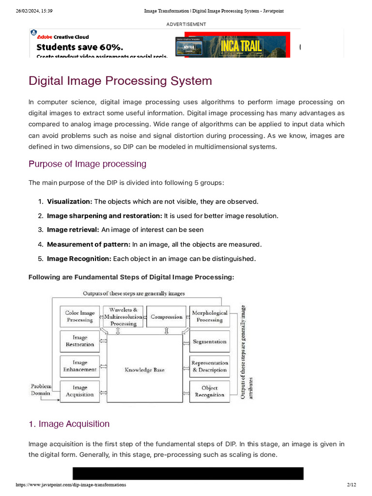 Image Transformation - Digital Image Processing System - Javatpoint ...