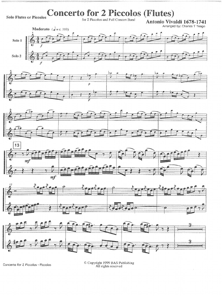 Vivaldi-Concerto 2 Piccolos-Banda-Allegro | PDF