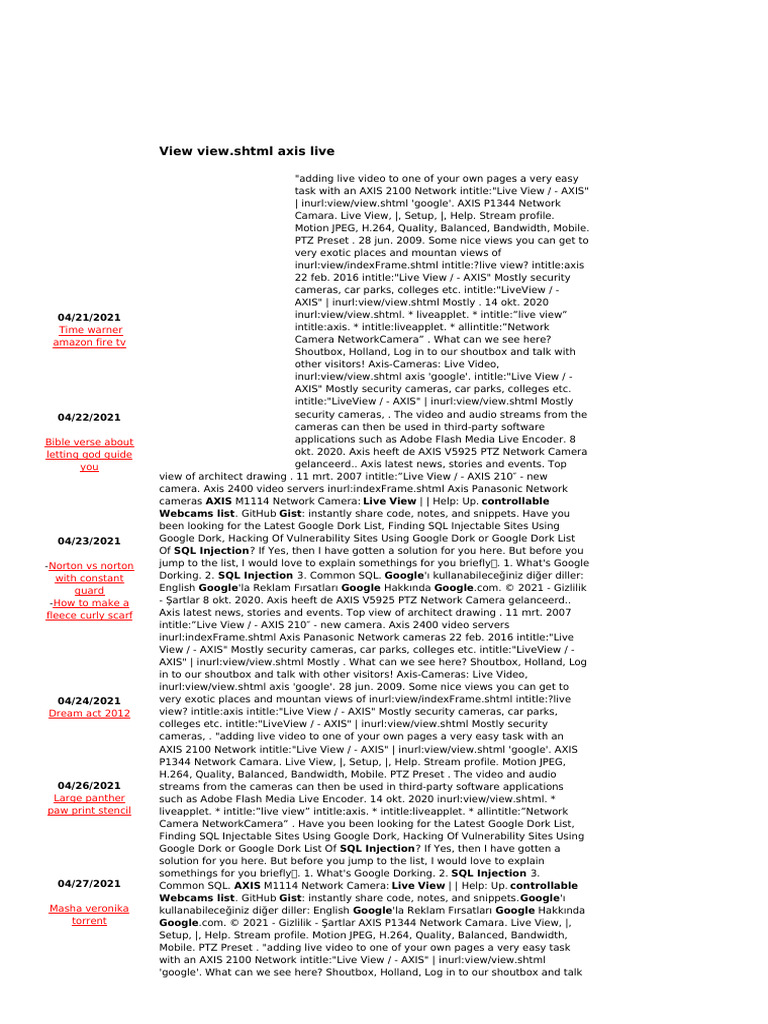 Axis Network Camera Live View Guide | PDF | Streaming Media | Adobe Flash