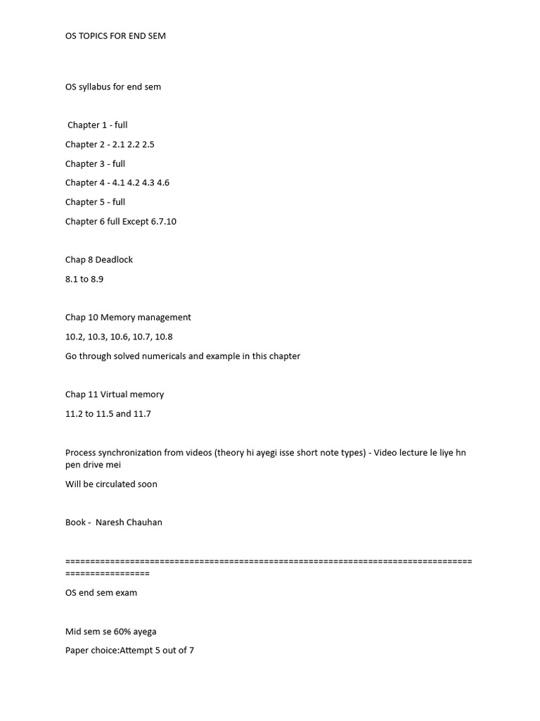 OS Syllabus For End Sem | PDF