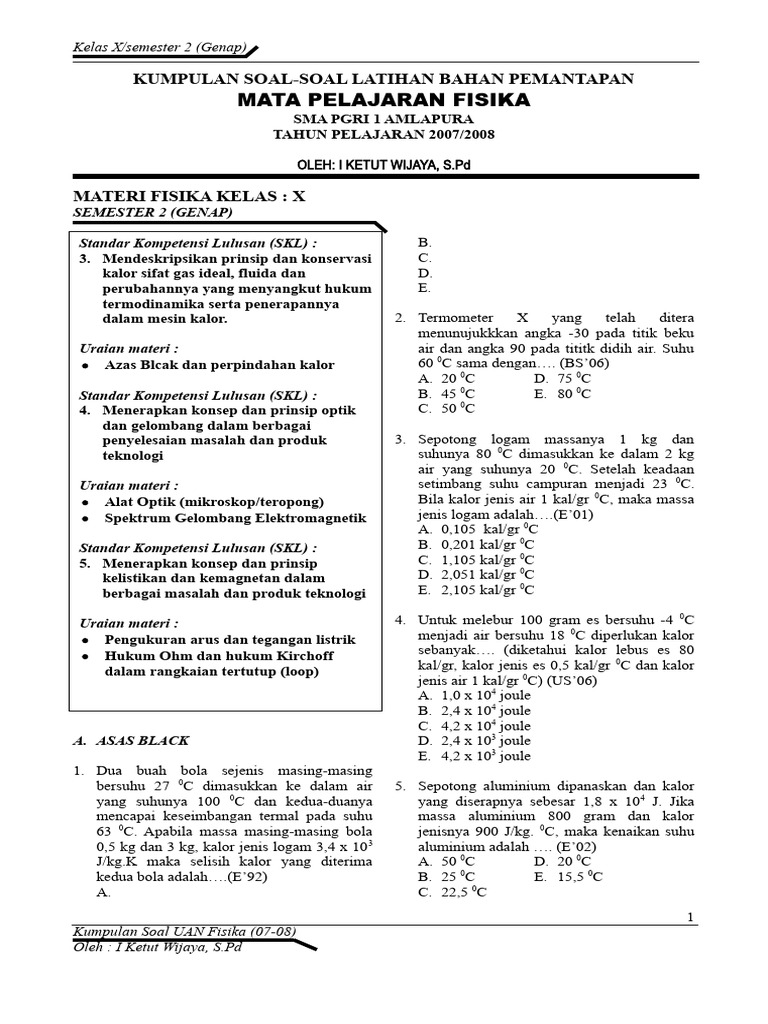 Kumpulan Soal Fisika Kelas X Genap | PDF | Sains & Matematika ...