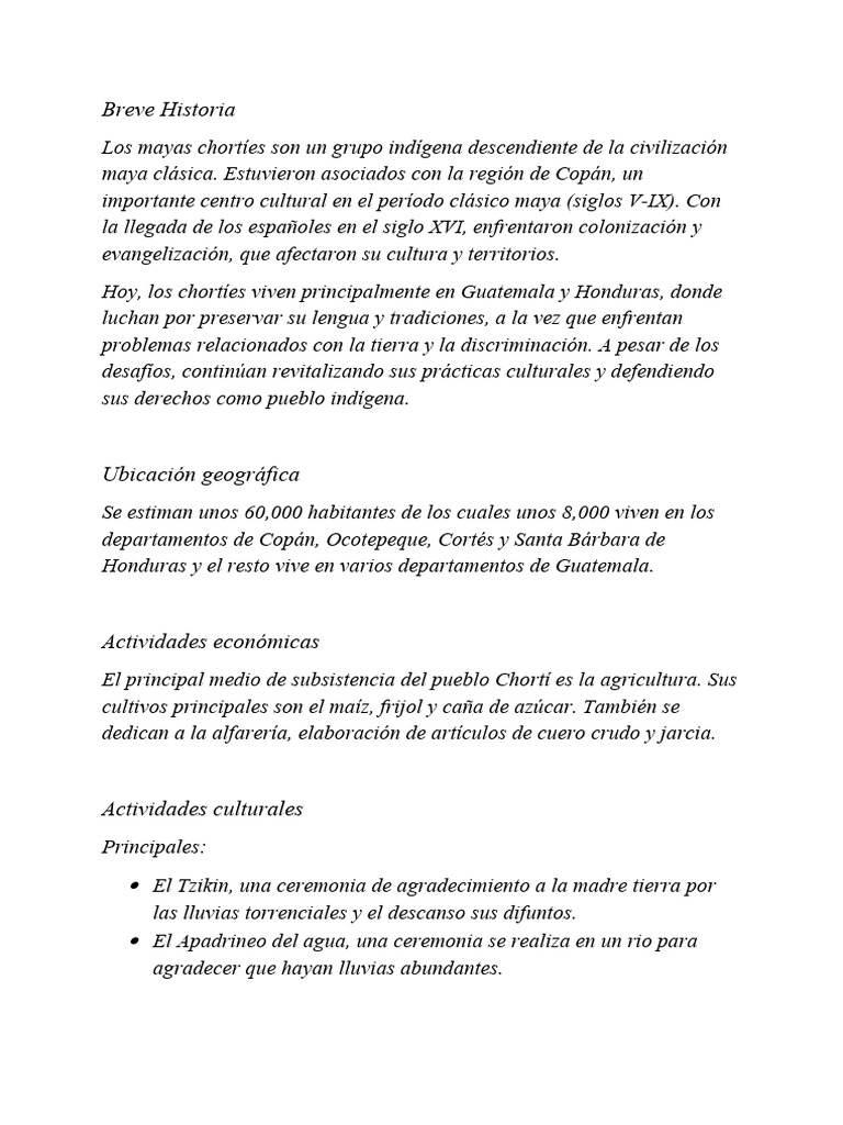 Historia y cultura de los Chortíes | PDF | Viajes y turismo | Religión ...