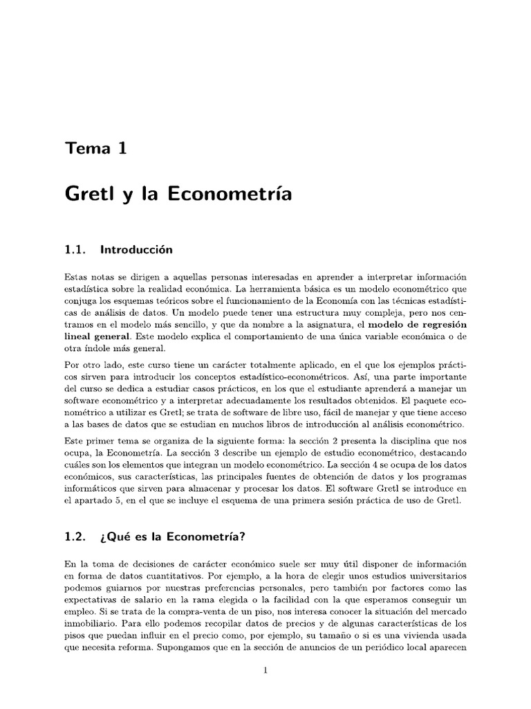 Econometria Tema 1-1 | PDF
