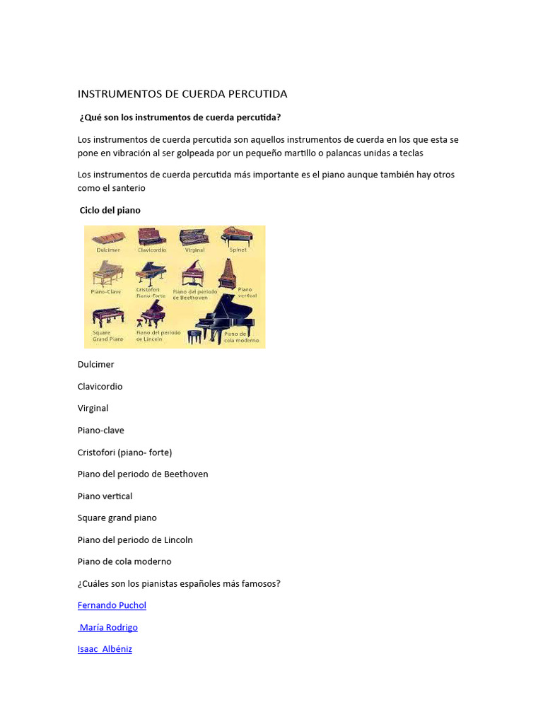 Instrumentos de Cuerda Pulsada y Percutida | PDF | Guitarras ...