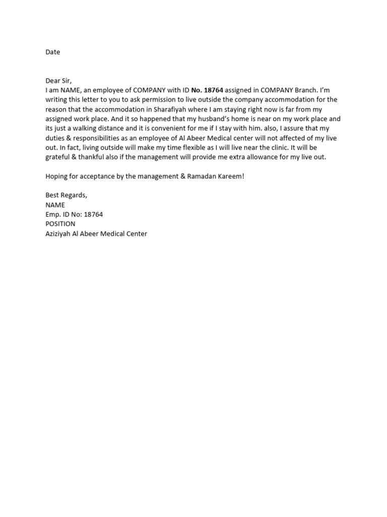 Live-Out Request Letter | PDF