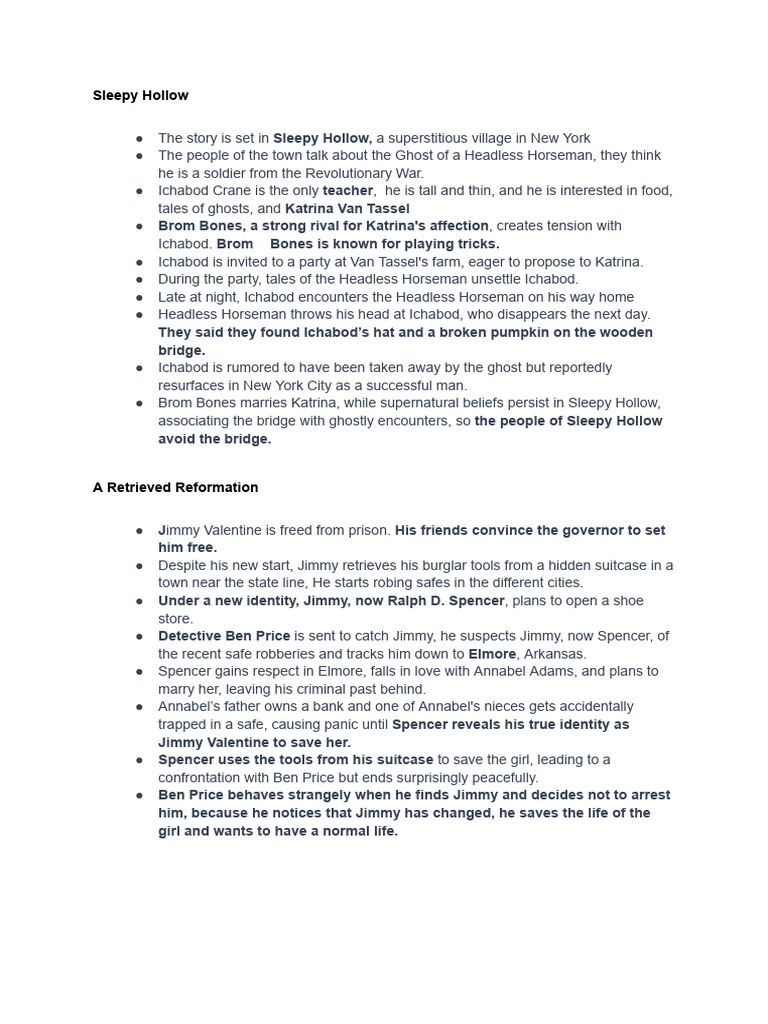 Summary - Retrieved, Sleepy Hollow, Mokey'S - Editado | PDF | The ...