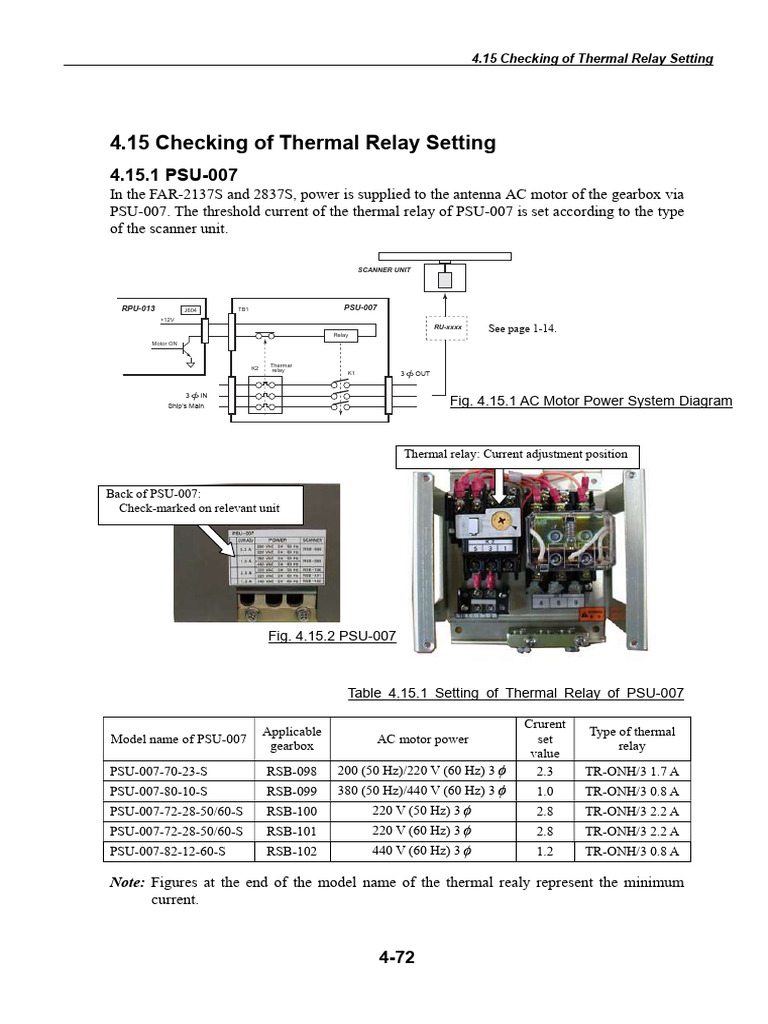Thermal Relay Settings for PSU-007 | PDF | Relay | Power (Physics)