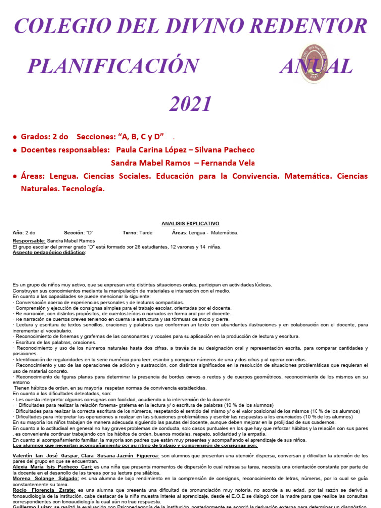 Planificacion Anual 2024 | PDF | Escritura | Aprendizaje
