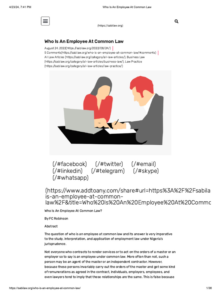 Common Law Employee Definition | PDF | Legal Liability | Employment