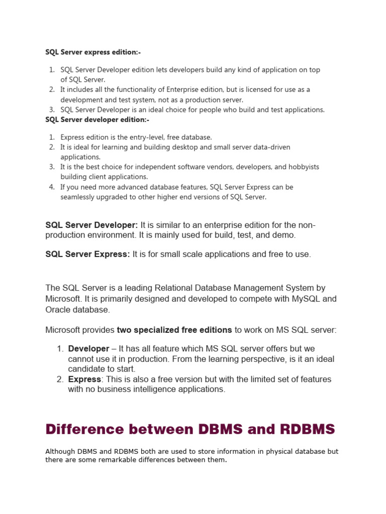 First Lecture - Installation | Download Free PDF | Databases | Microsoft Sql Server