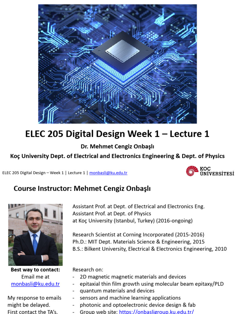 ELEC 205 - Week - 1 - Lecture1 - Fall - 2023 | PDF | Digital Electronics | Logic Gate