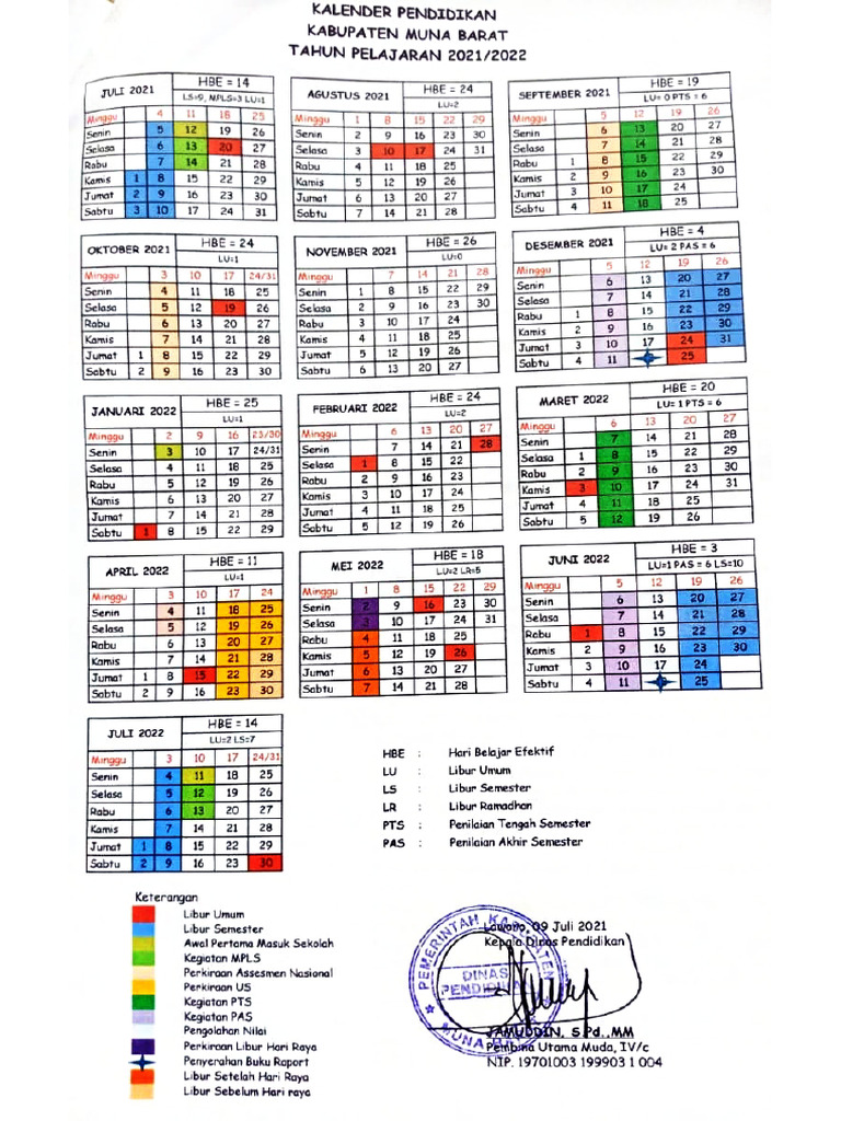 Kalender Pendidikan 2021-2022 | PDF