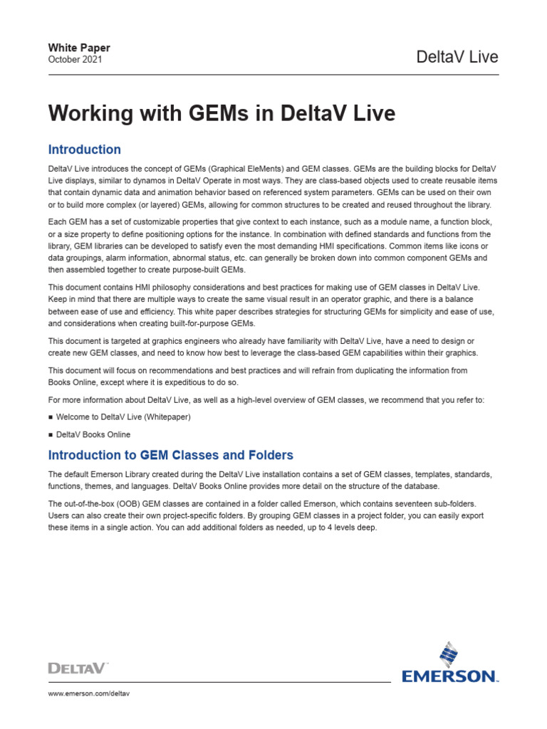 Best Practices for DeltaV Live GEMs | PDF | Library (Computing) | Class (Computer Programming)