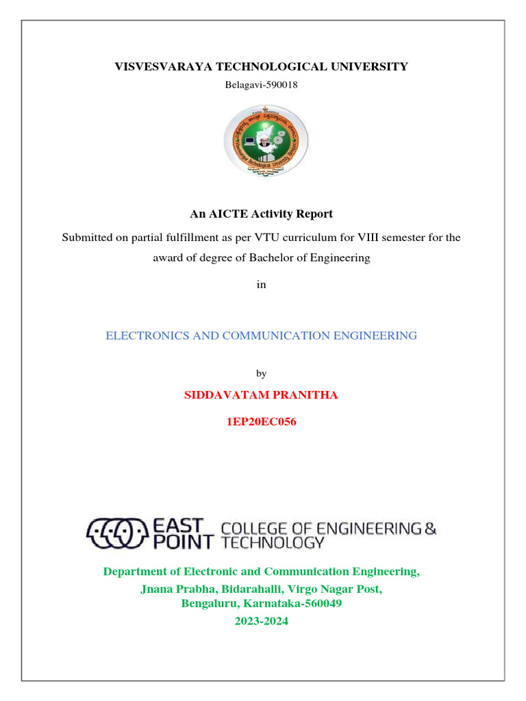 AICTE Activity Report for ECE Students | PDF