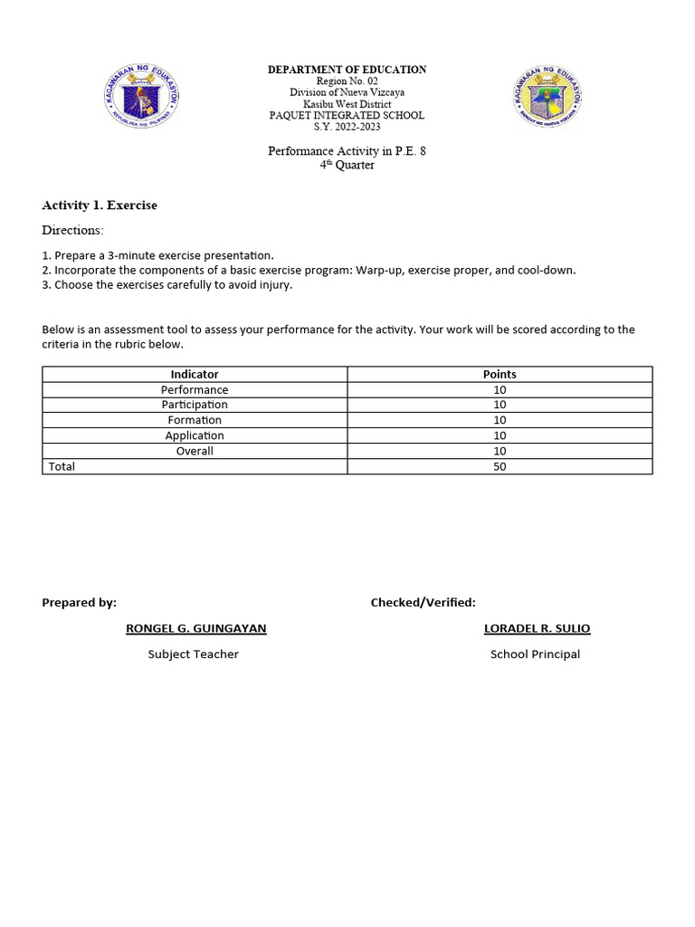 Act Sheet G7 and G8 Exercise Q4 | PDF