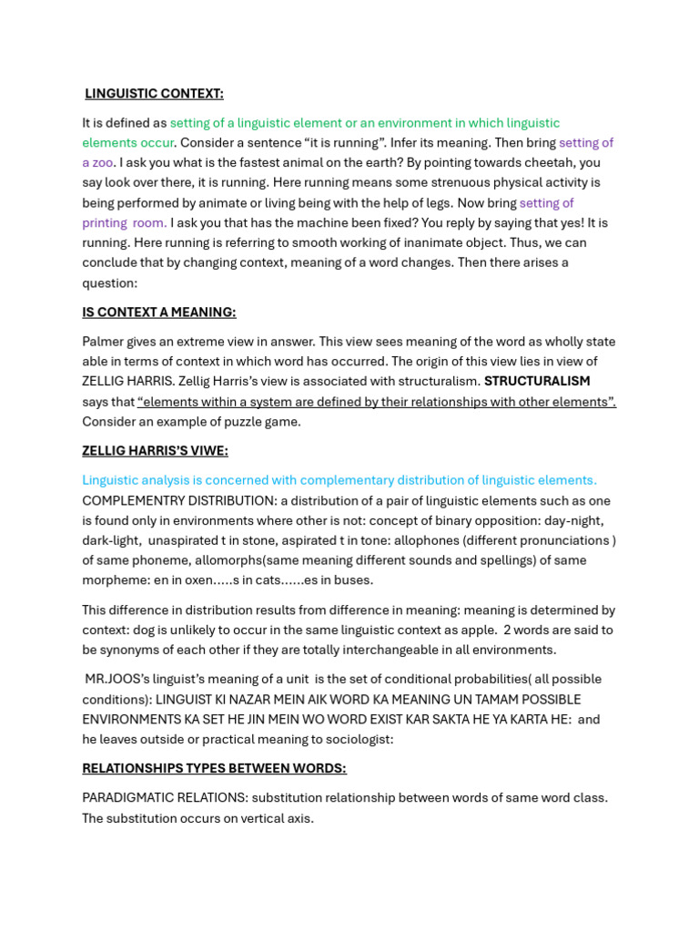 Linguistic Context | PDF | Idiom | Linguistic Morphology