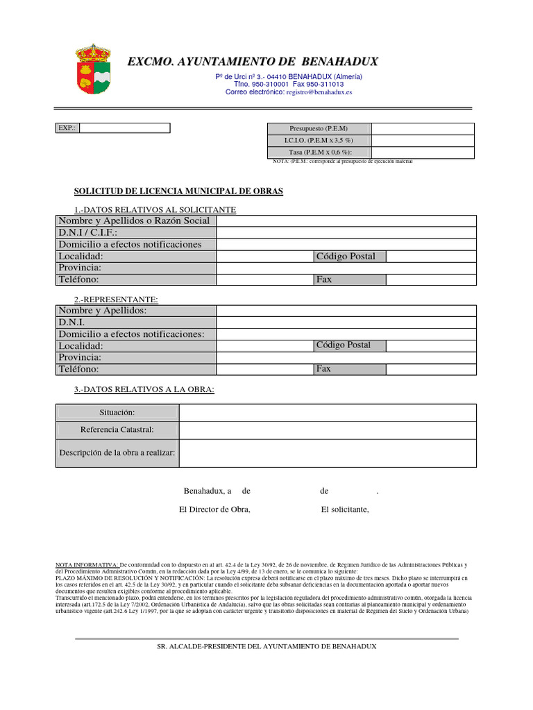 Modelo de Solicitud de Licencia Urbanística | PDF | Gobierno