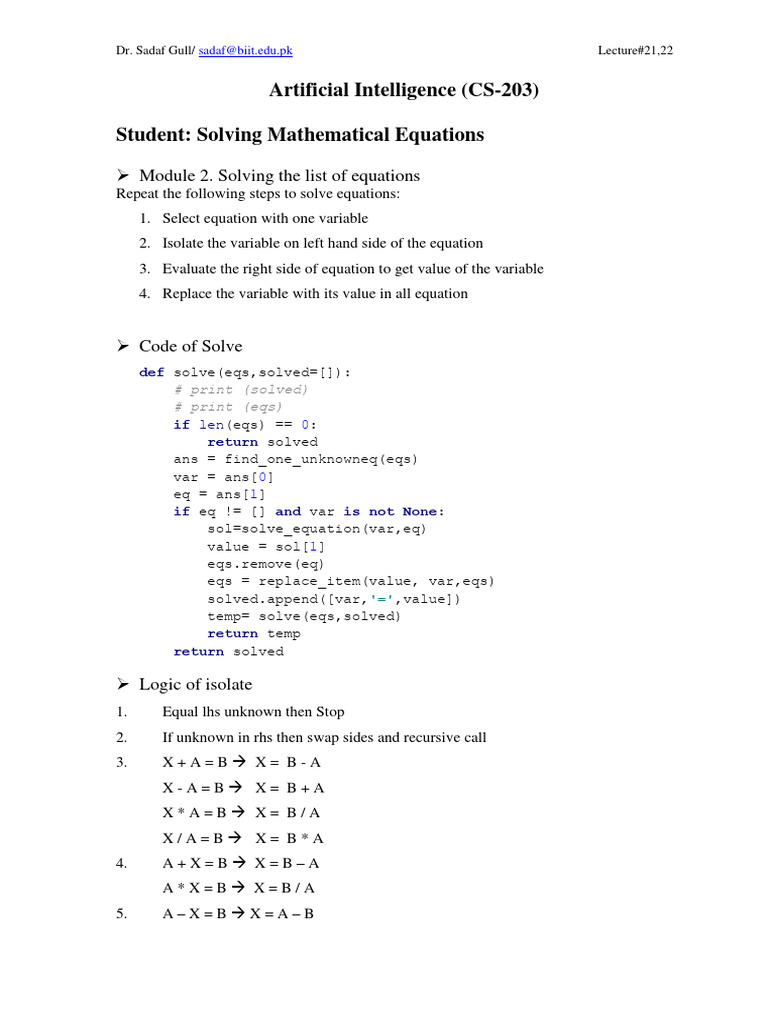 AI WK 11 Lec 21 22 Student | PDF | Equations | Mathematics